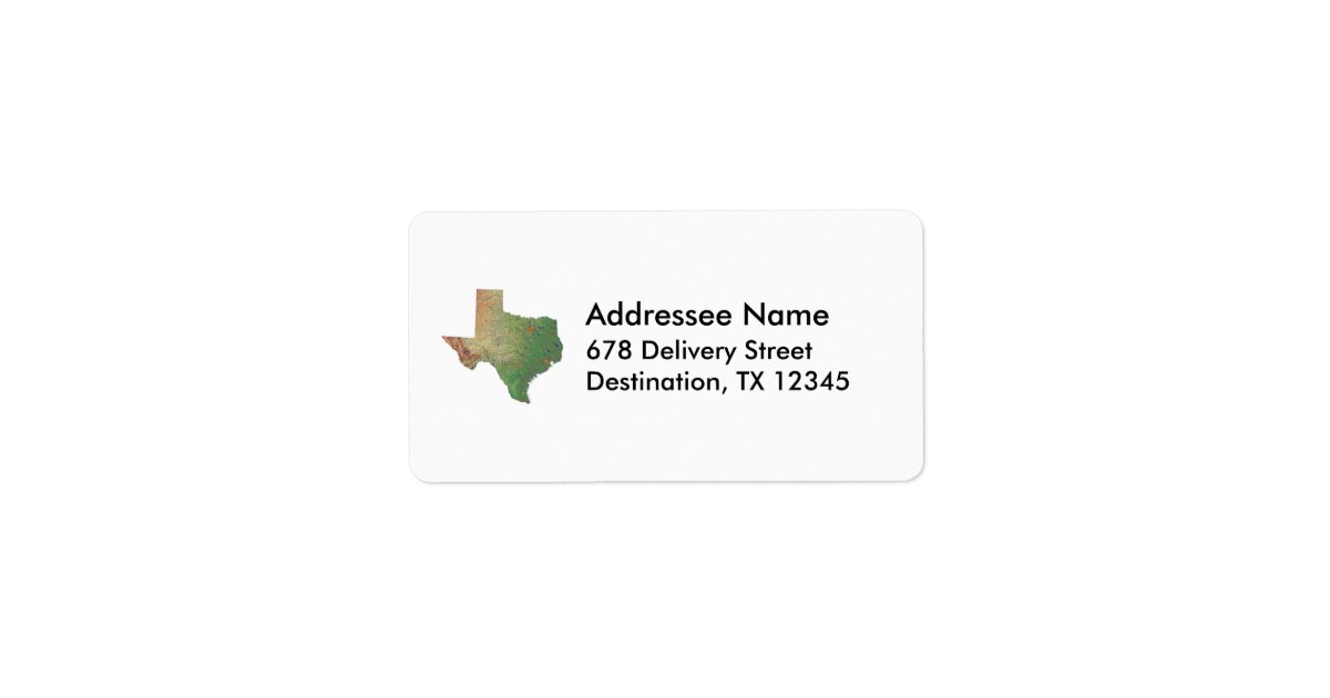 Texas Map Address Label | Zazzle