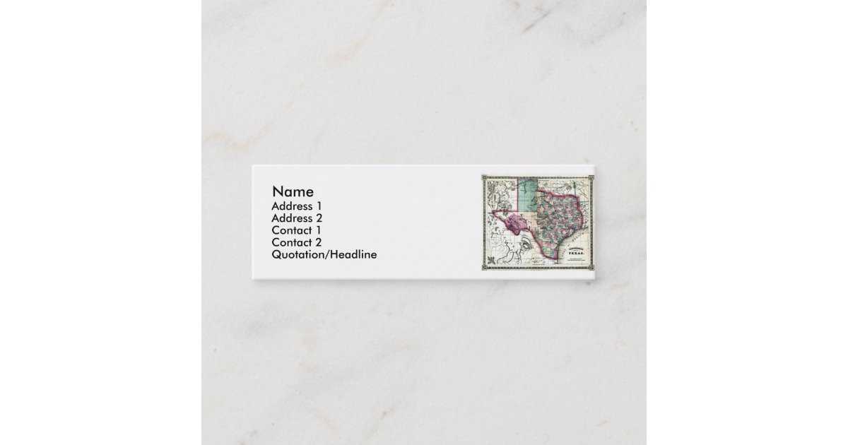 Texas Map and State Flag Mini Business Card | Zazzle