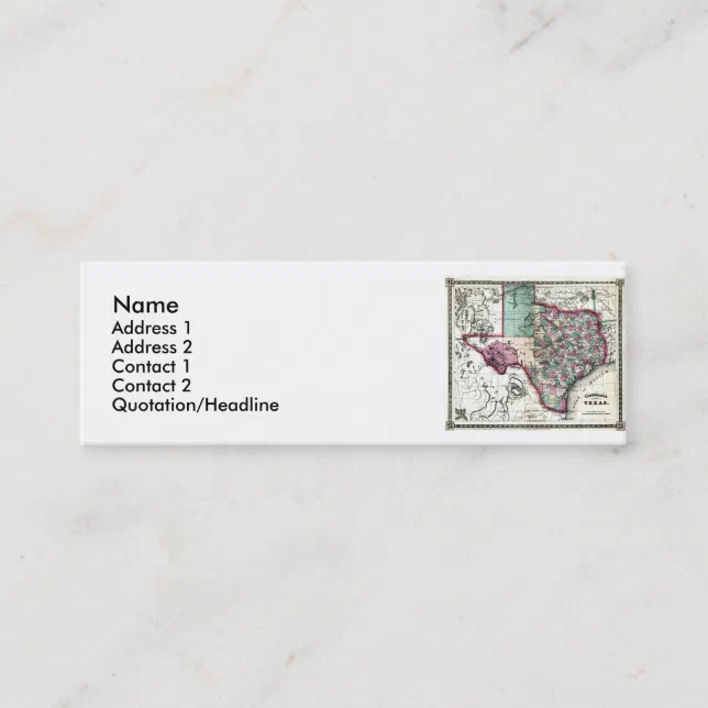 Texas Map and State Flag Mini Business Card | Zazzle