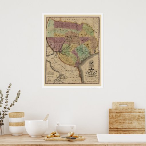 Texas Map By Stephen Austin 1837 Poster | Zazzle