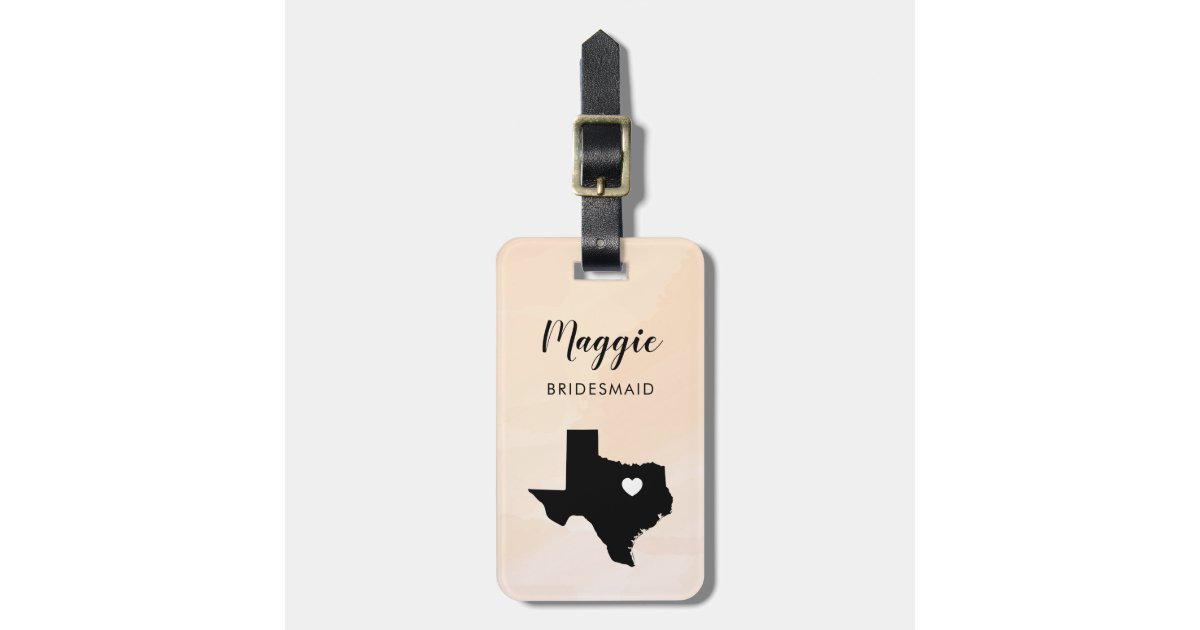 Texas Map Luggage Tag, Wedding Party Welcome Tag | Zazzle