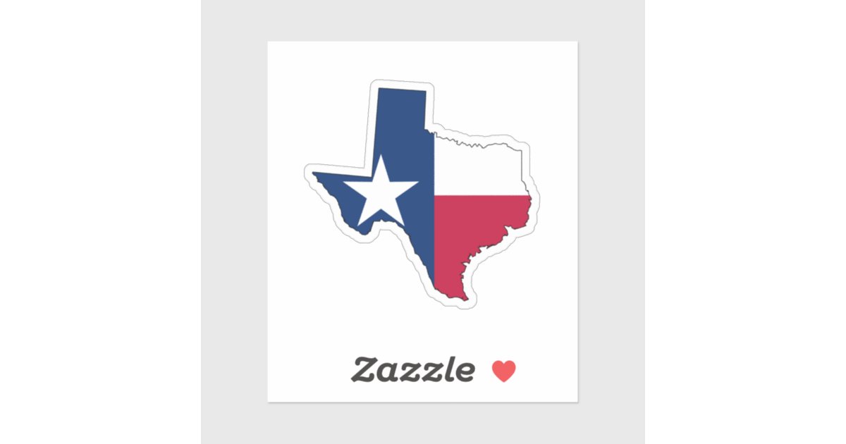 Texas Map Outline and Flag Sticker | Zazzle