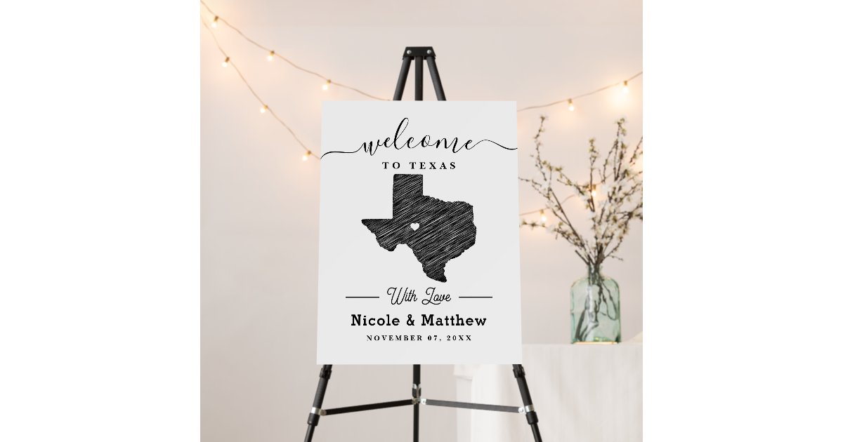 Texas Minimalist Texan Map Wedding Welcome Foam Board | Zazzle