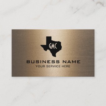 Texas Monogram Logo Stylish Bronze Texture Business Card | Zazzle