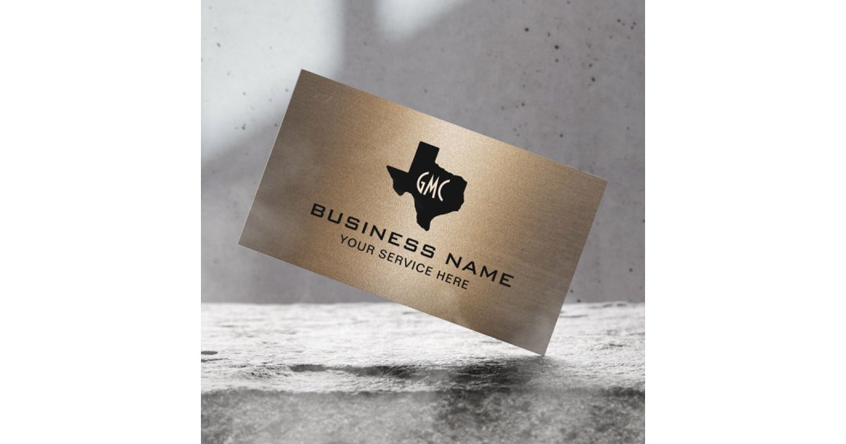 Texas Monogram Logo Stylish Bronze Texture Business Card | Zazzle