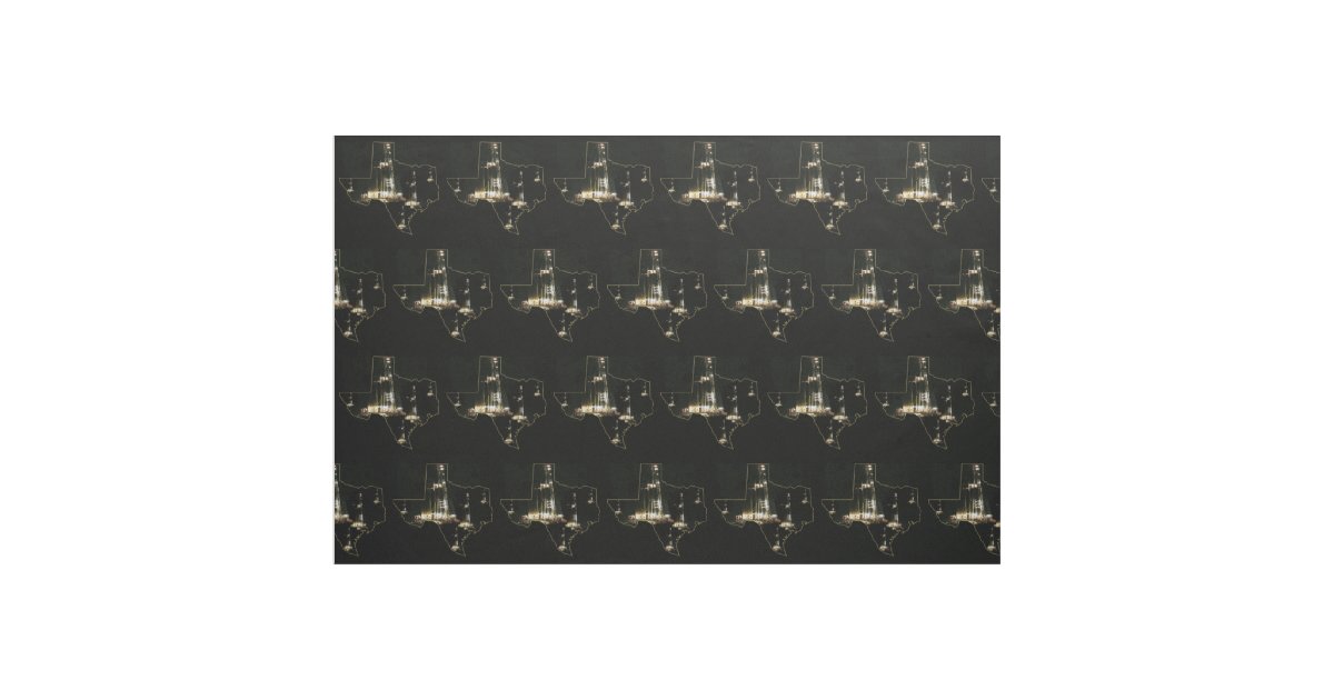 Texas Oil Gas Rig Night Print Fabric 9"Square | Zazzle