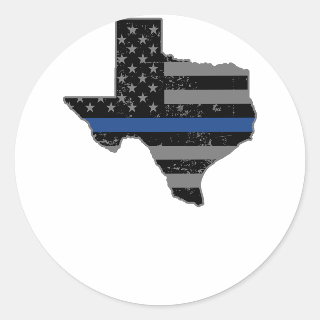 Texas Police Officer Thin Blue Line Classic Round Sticker | Zazzle