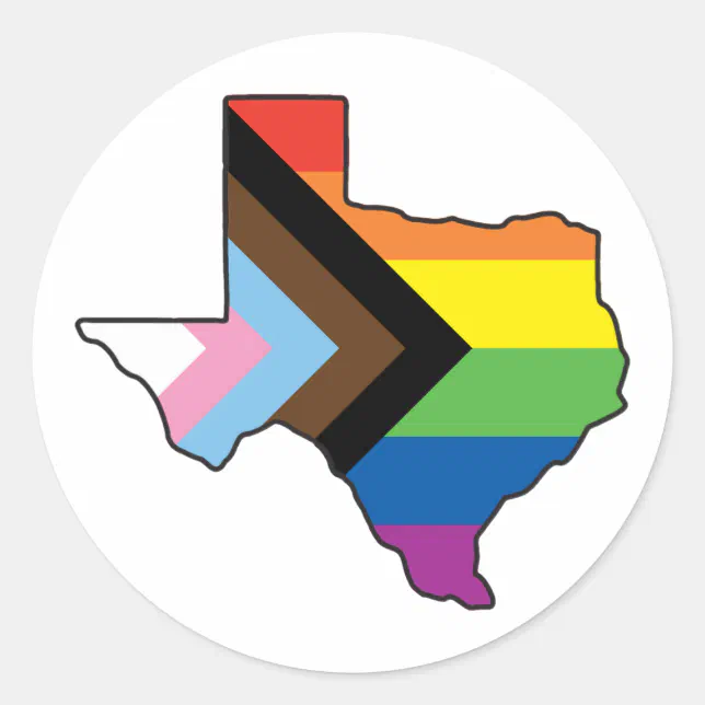 Texas Pride Progress Flag Classic Round Sticker | Zazzle