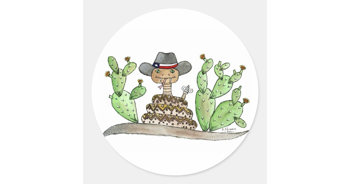Texas Rattlesnake Classic Round Sticker | Zazzle