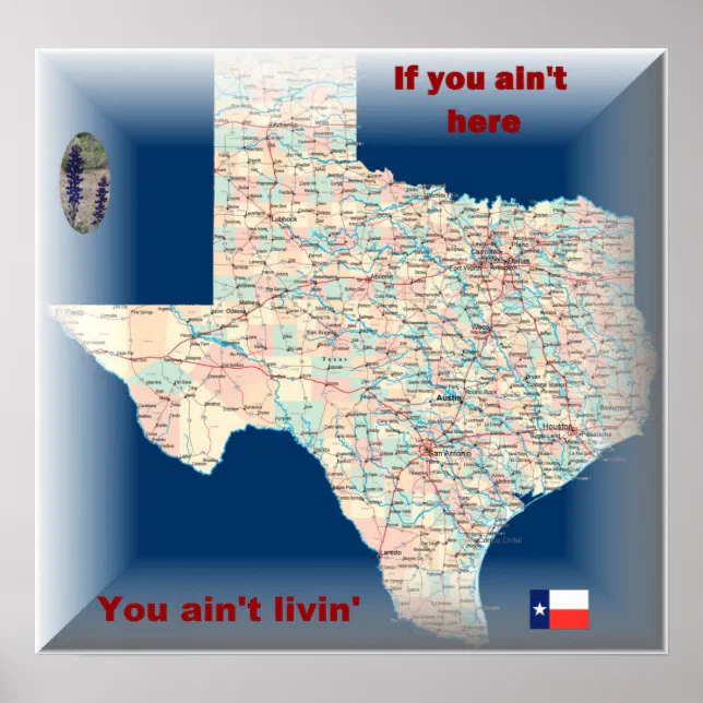 texas-road-map poster | Zazzle
