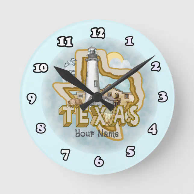 Texas round clock | Zazzle
