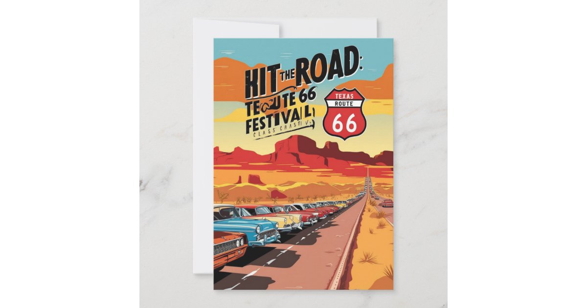 texas route 66 FESTIVAL INVITATION CARD | Zazzle
