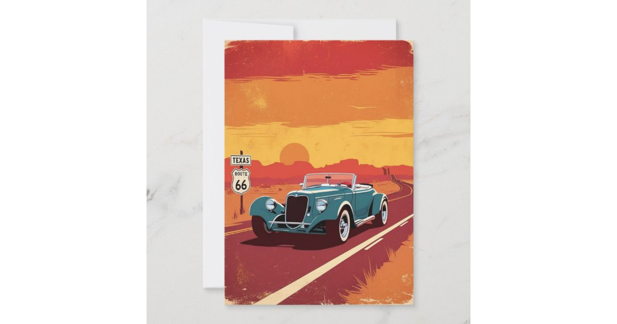 Texas Route 66 FESTIVAL POSRCARD Invitation | Zazzle