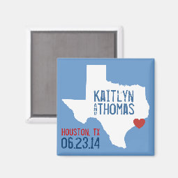 Texas Save the Date - Customizable City Magnet | Zazzle