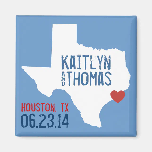 Texas Save the Date - Customizable City Magnet | Zazzle