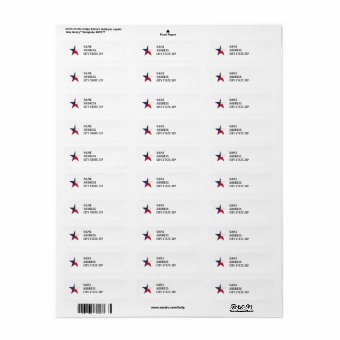 Texas Star Return Address Labels | Zazzle