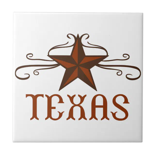 Texas Star Scroll Ceramic Tile | Zazzle