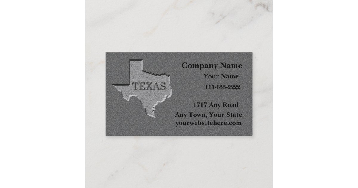 Texas State Business card carved stone look | Zazzle