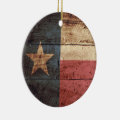 Texas State Flag on Old Wood Grain Ceramic Ornament | Zazzle