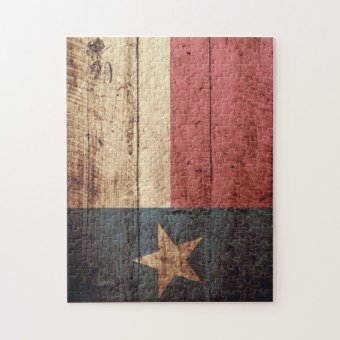 Texas State Flag on Old Wood Grain Jigsaw Puzzle | Zazzle
