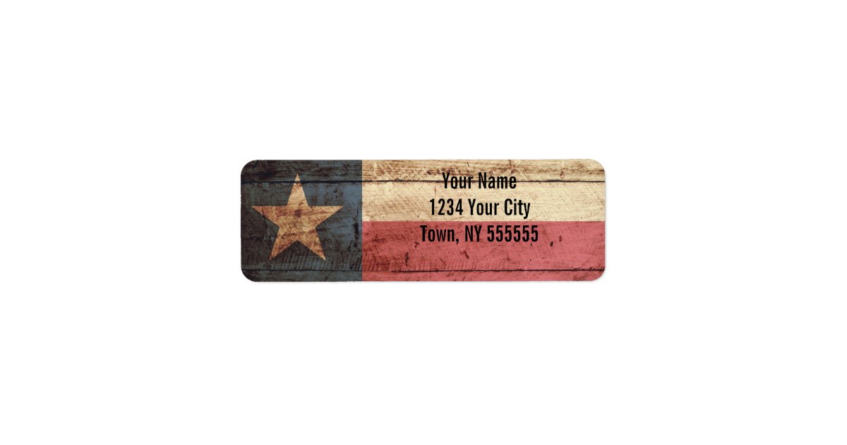 Texas State Flag on Old Wood Grain Label | Zazzle
