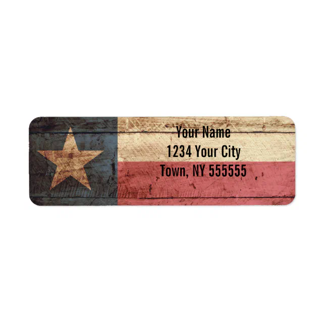 Texas State Flag on Old Wood Grain Label | Zazzle
