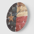 Texas State Flag on Old Wood Grain Large Clock | Zazzle
