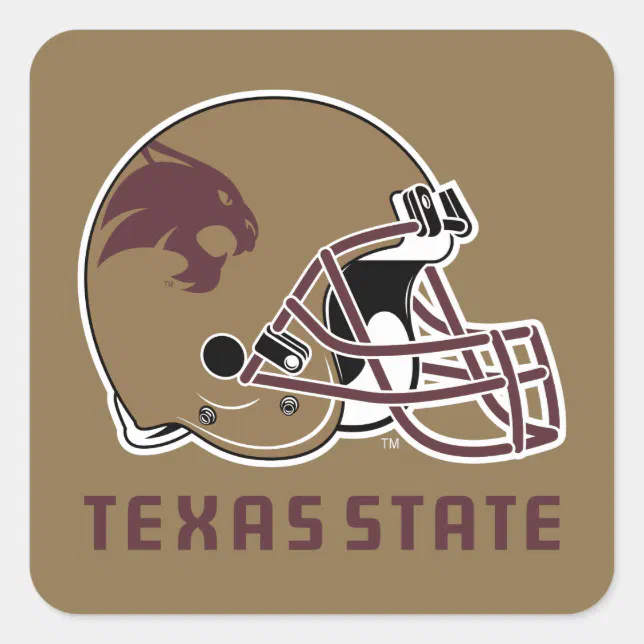 Texas State Helmet Logo Square Sticker | Zazzle