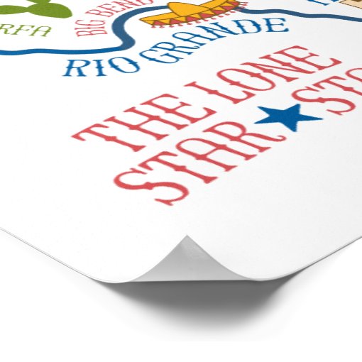 Texas State Landmarks Illustration Poster | Zazzle