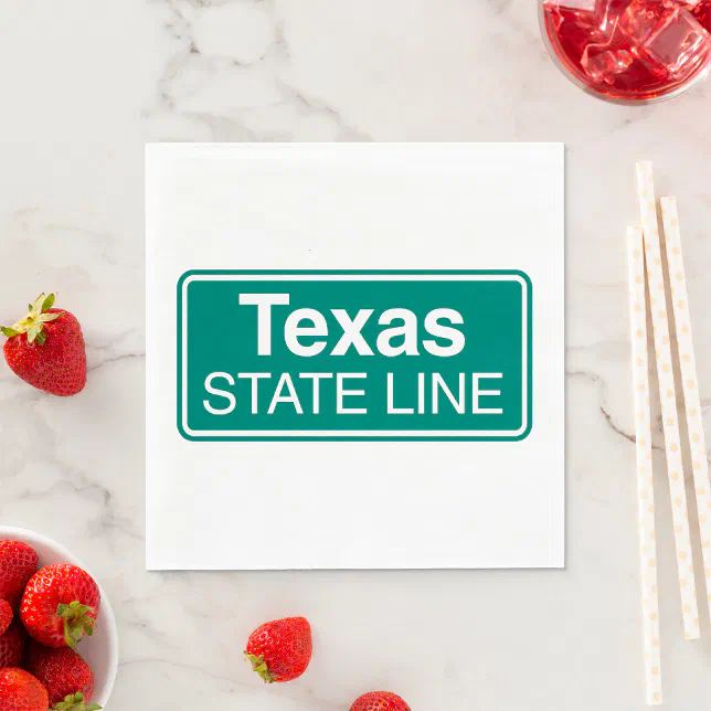 Texas State Line Classic Green Highway Sign Napkins | Zazzle