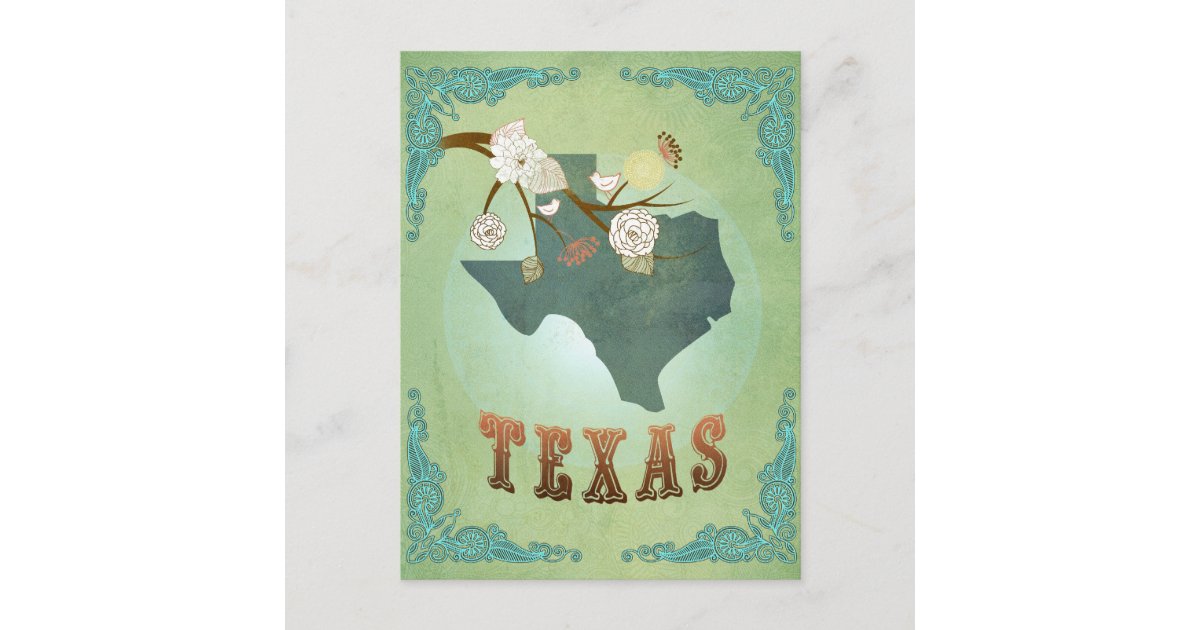Texas State Map – Green Postcard | Zazzle