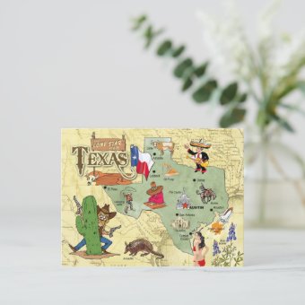 Texas State Map Postcard | Zazzle