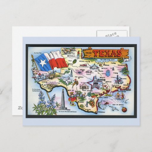 Texas State Map Postcard | Zazzle