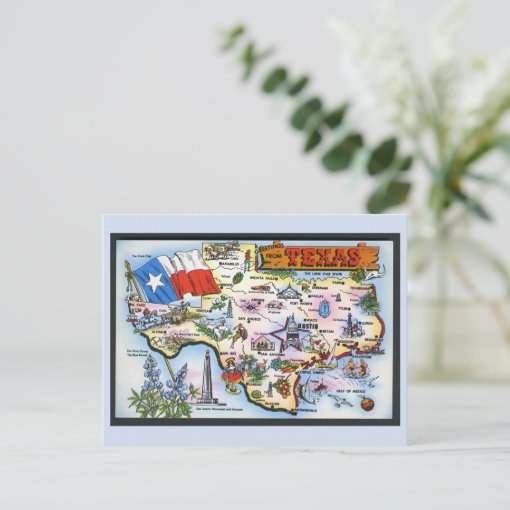 Texas State Map Postcard | Zazzle