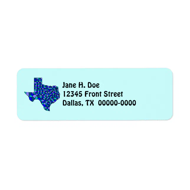 Texas State Map Shape TX Return Address Label | Zazzle