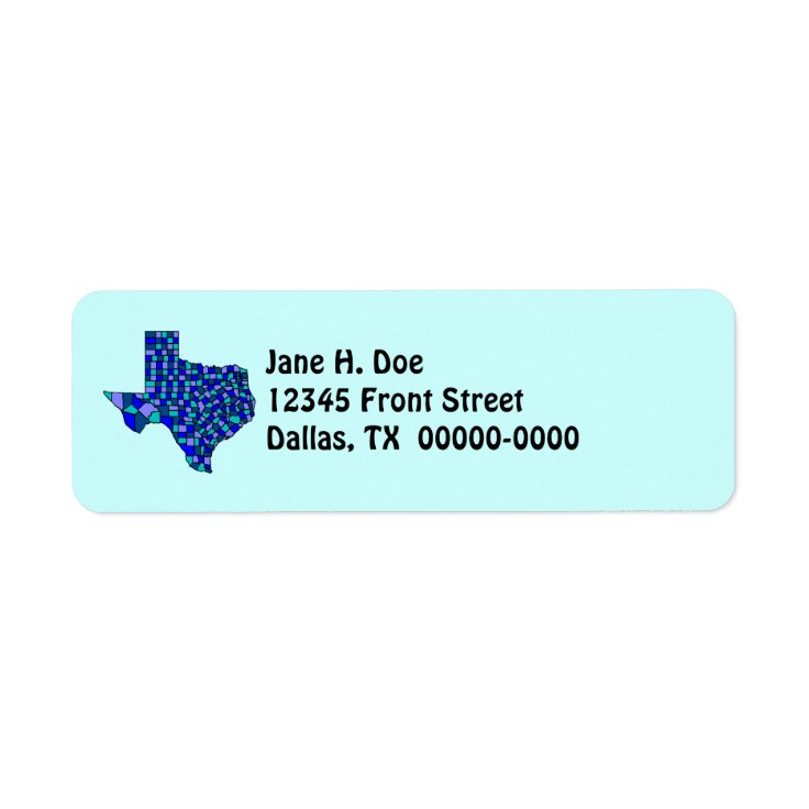 Texas State Map Shape TX Return Address Label | Zazzle