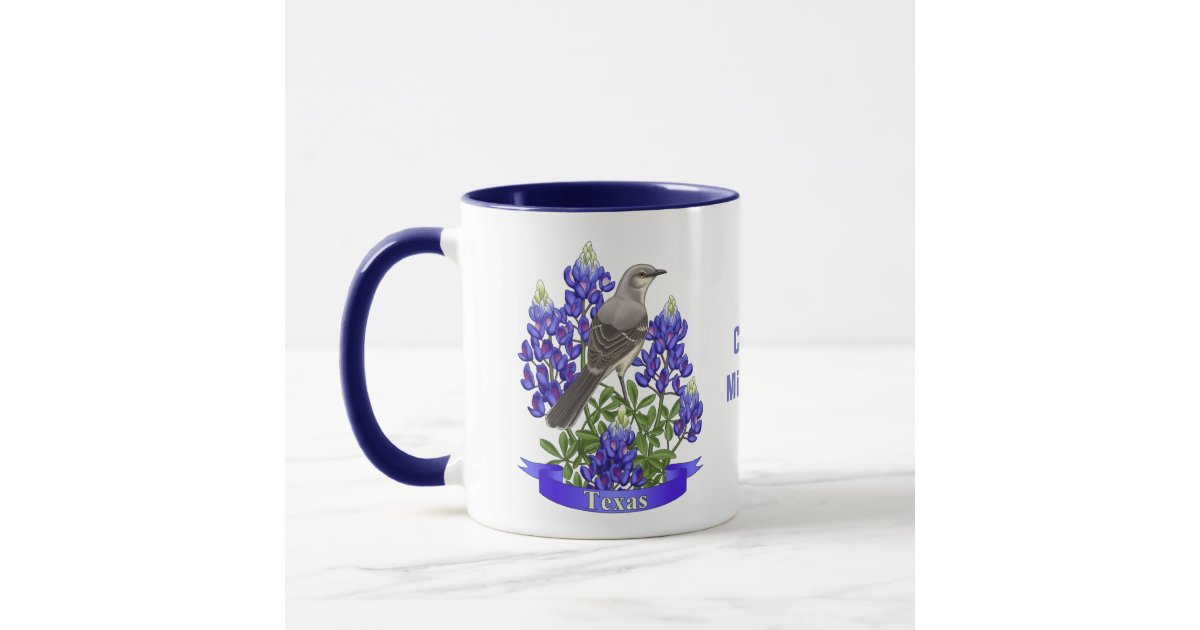 Texas State Mockingbird & Bluebonnet Flower Mug | Zazzle