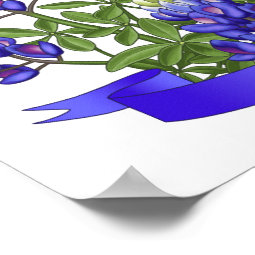 Texas State Mockingbird & Bluebonnet Flower Poster | Zazzle