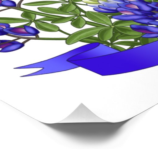 Texas State Mockingbird & Bluebonnet Flower Poster | Zazzle