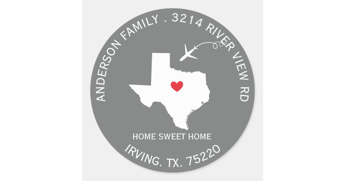 TEXAS State | New Home Address Label Sticker | Zazzle