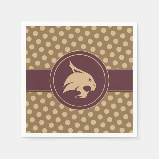 Texas State University Supercat Polka Dot Pattern Napkins | Zazzle