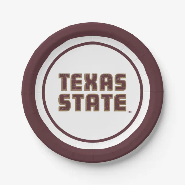 Texas State University Word Mark Distressed Paper Plates | Zazzle