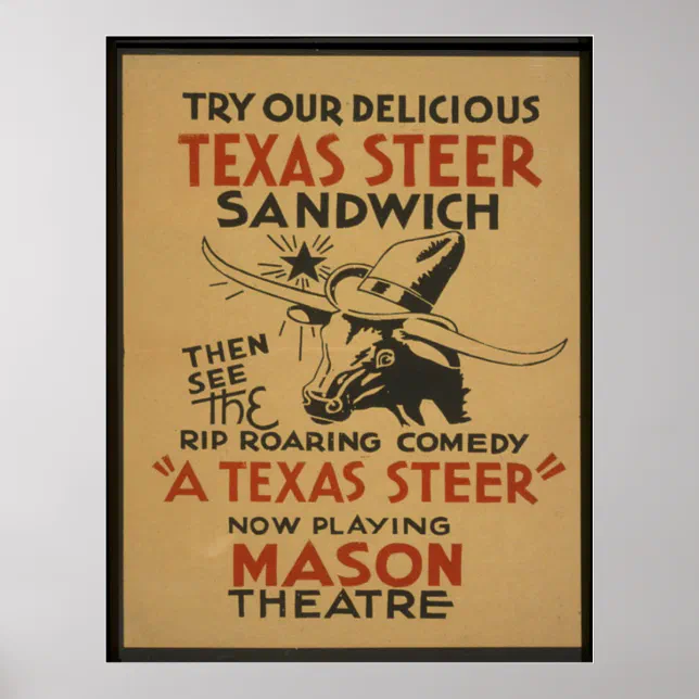 Texas Steer Poster | Zazzle