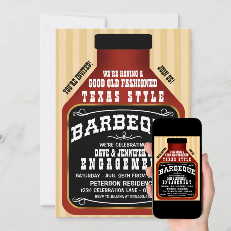 Texas Style BBQ Engagement Party Invitations | Zazzle