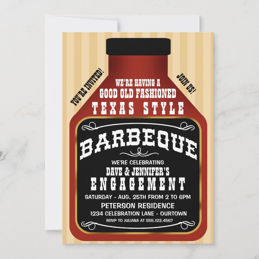 Texas Style BBQ Engagement Party Invitations | Zazzle