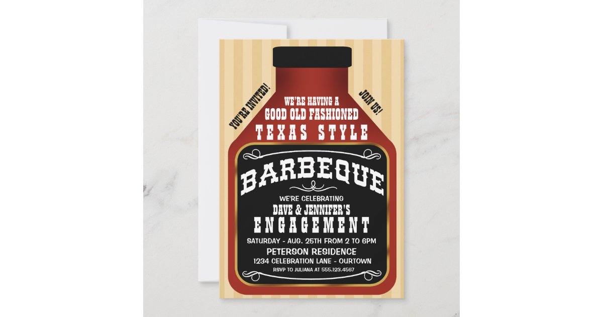 Texas Style BBQ Engagement Party Invitations | Zazzle