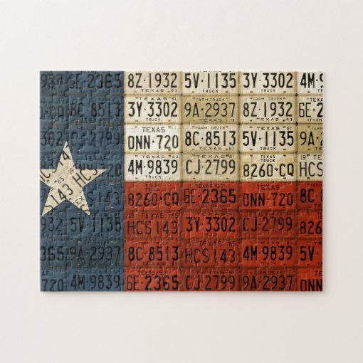 Texas The Lone Star State Flag License Plate Art Jigsaw Puzzle | Zazzle