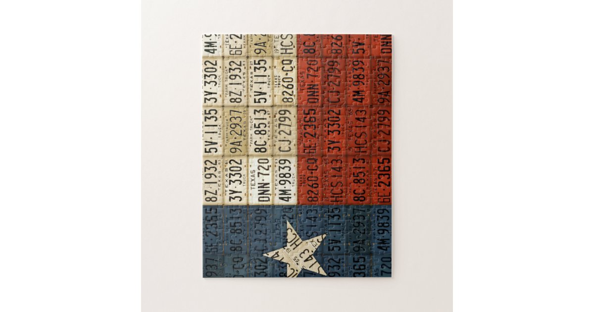 Texas The Lone Star State Flag License Plate Art Jigsaw Puzzle | Zazzle