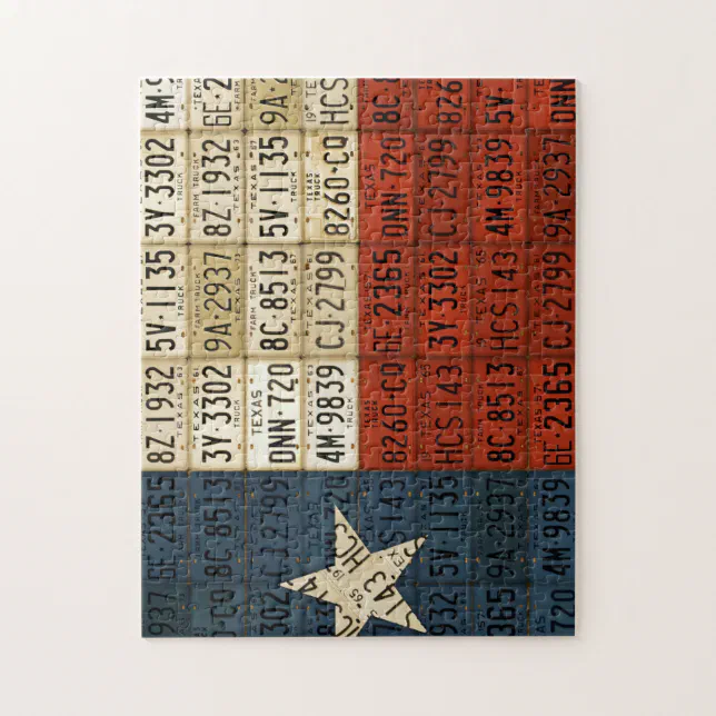 Texas The Lone Star State Flag License Plate Art Jigsaw Puzzle | Zazzle