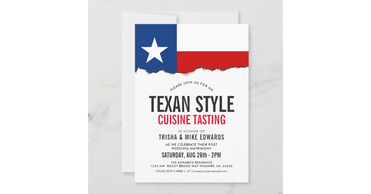 Texas Themed Cuisine | Party Flag Invite | Zazzle